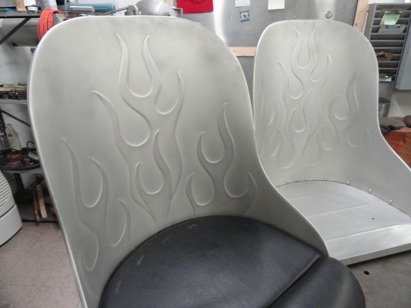 Aluminum bomber seats W flames | The H.A.M.B.